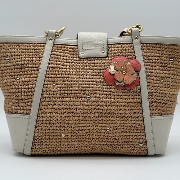 Bags | Coach Hamptons Straw Applique Tote | Poshmark